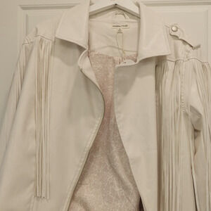 Main Strip | Jackets & Coats | Main Strip Cream Off White Fringed Short ...